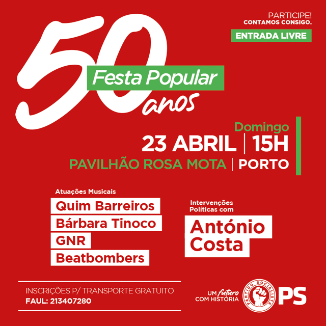 Grande Festa dos 50 Anos do PS | Partido Socialista | Federação da Área ...